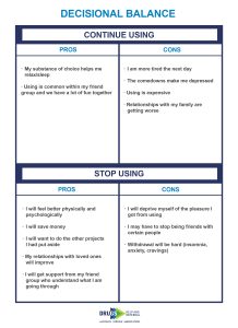 The Decisional Balance: a step towards change